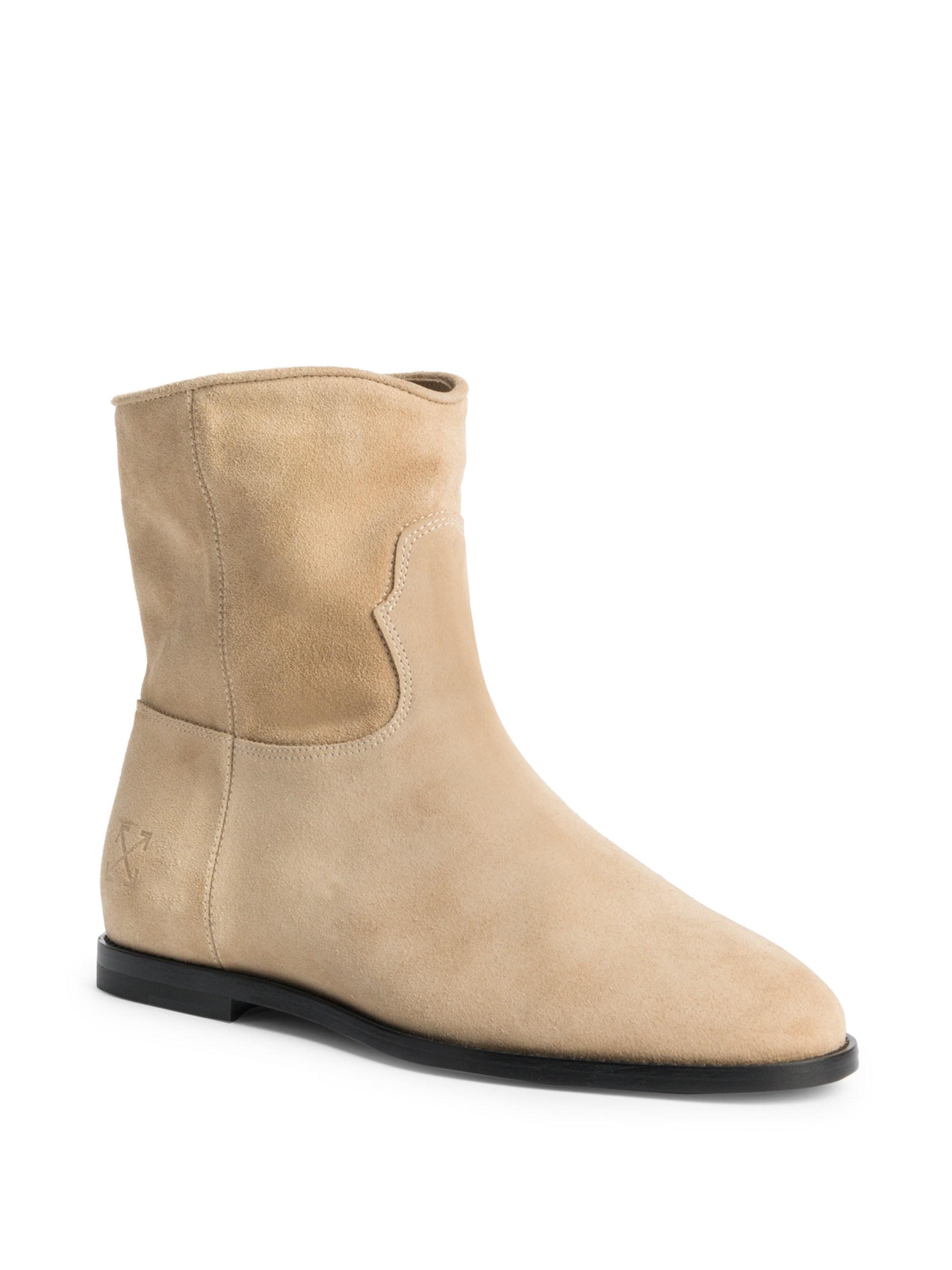 Off-White c/o Virgil Abloh Paperclip Chelsea Suede Boots in Beige ...