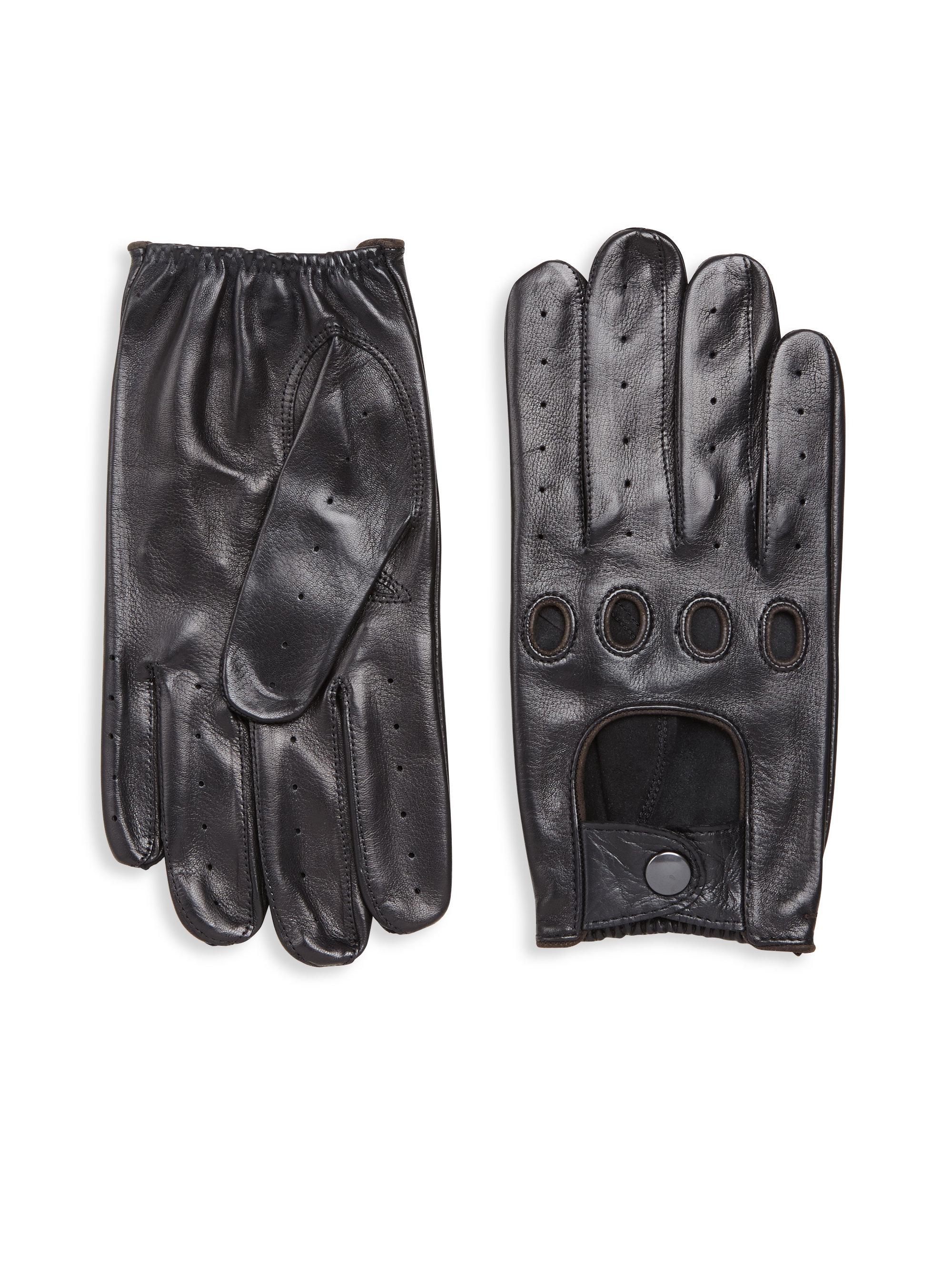 Lyst - Saks Fifth Avenue Nappa Leather Gloves in Brown for Men