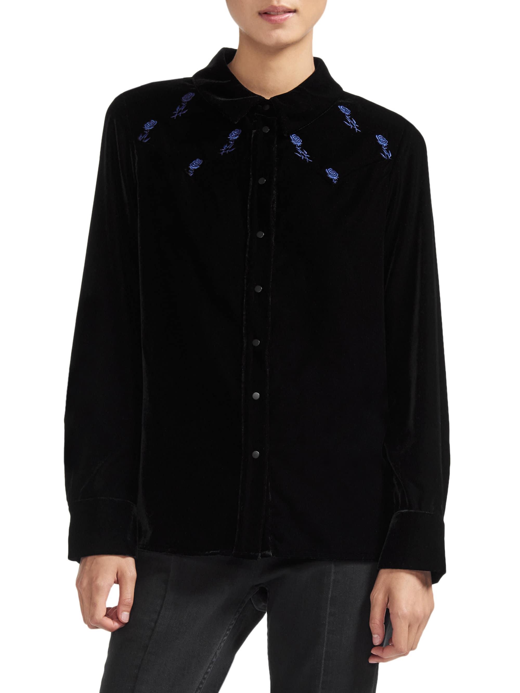 Womens Black Velvet Button Down Shirt at Jeanne Phillips blog