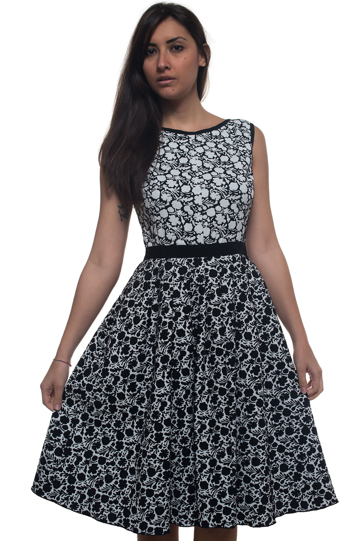 Blue les copains Flared Dress in Black | Lyst
