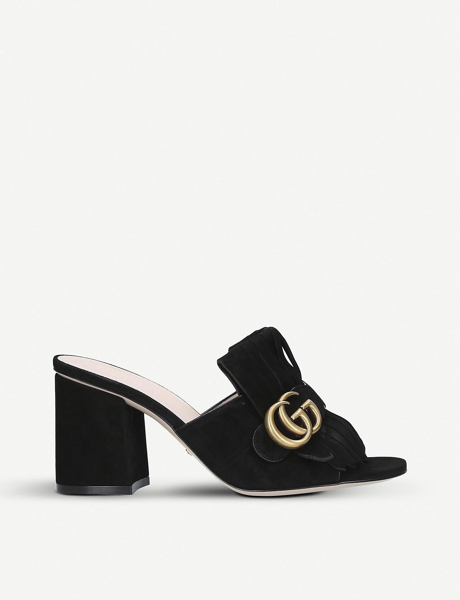 Gucci Marmont 75 Suede Mules In Black Save 25 Lyst