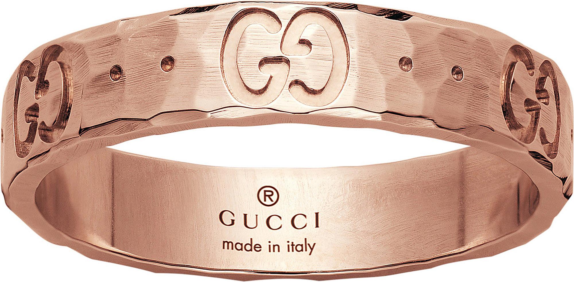 Lyst Gucci Icon Hammered 18ct Rose Gold Ring In Metallic