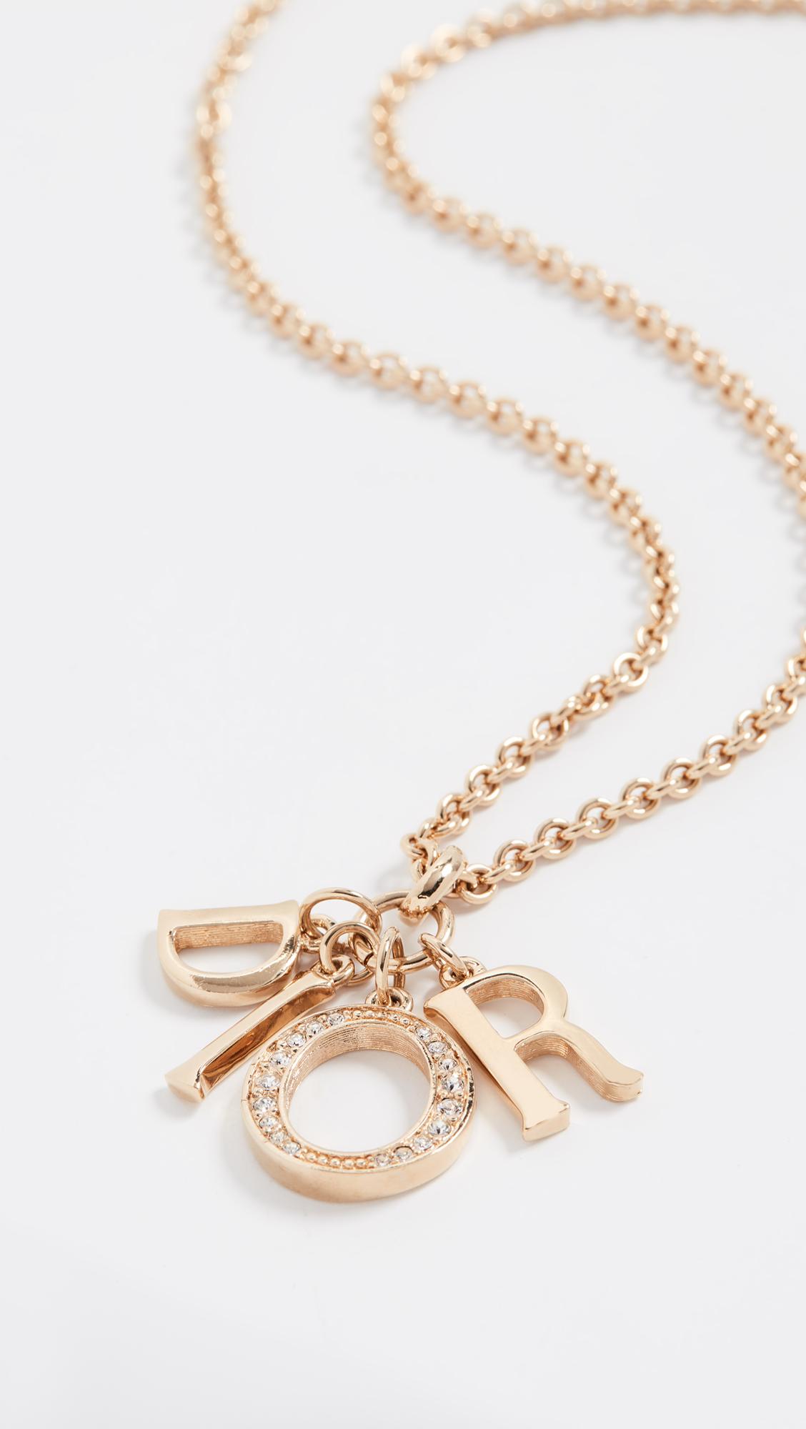 What Goes Around Comes Around Dior Crystal Letters Necklace in Metallic ...