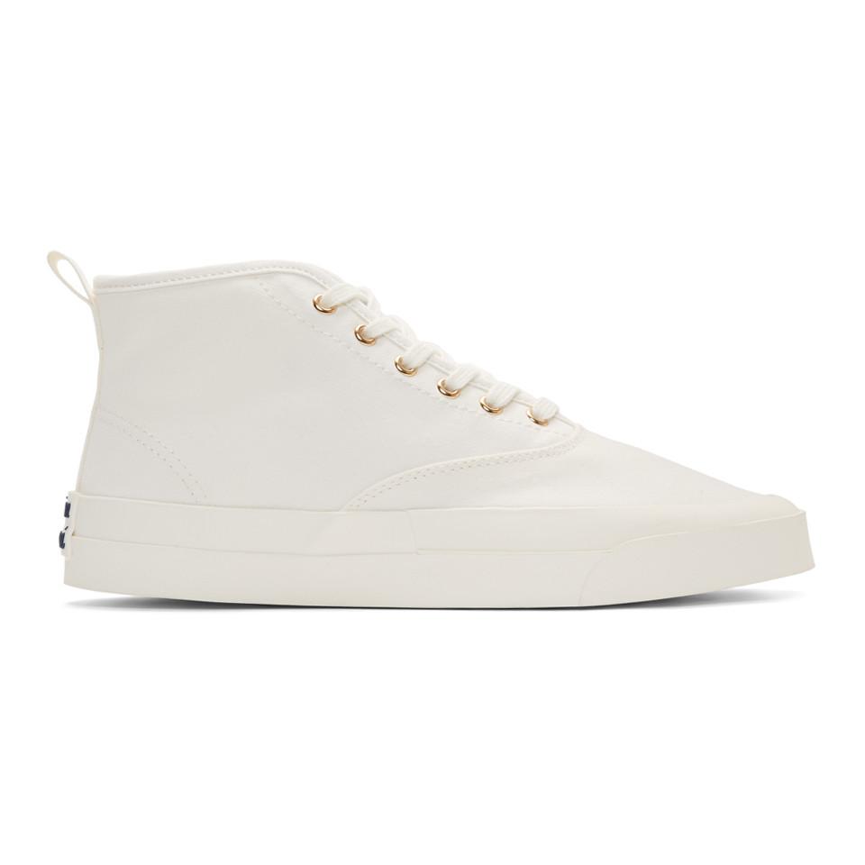 Maison Kitsuné White Canvas High-top Sneakers in White for Men - Lyst