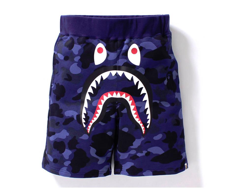 A Bathing Ape Color Camo Shark Sweat Shorts Navy in Blue for Men - Lyst