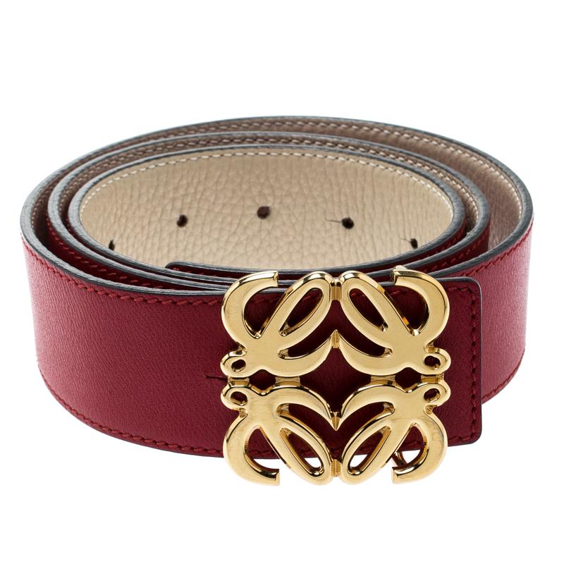 Loewe Red Leather Anagram Belt 95cm in Red for Men - Lyst