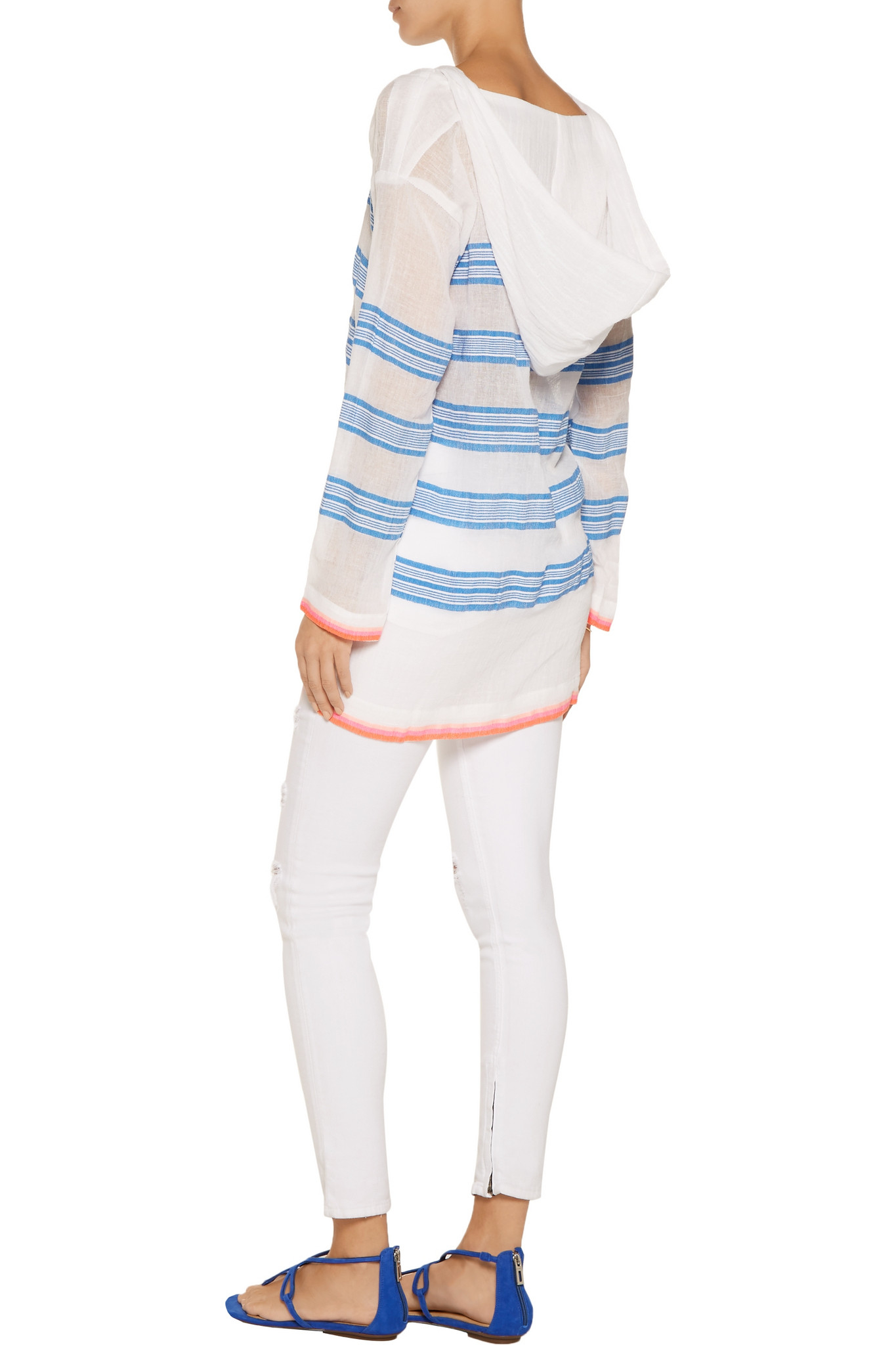 lemlem Tinish Striped Cotton-blend Gauze Hooded Top in Blue - Lyst