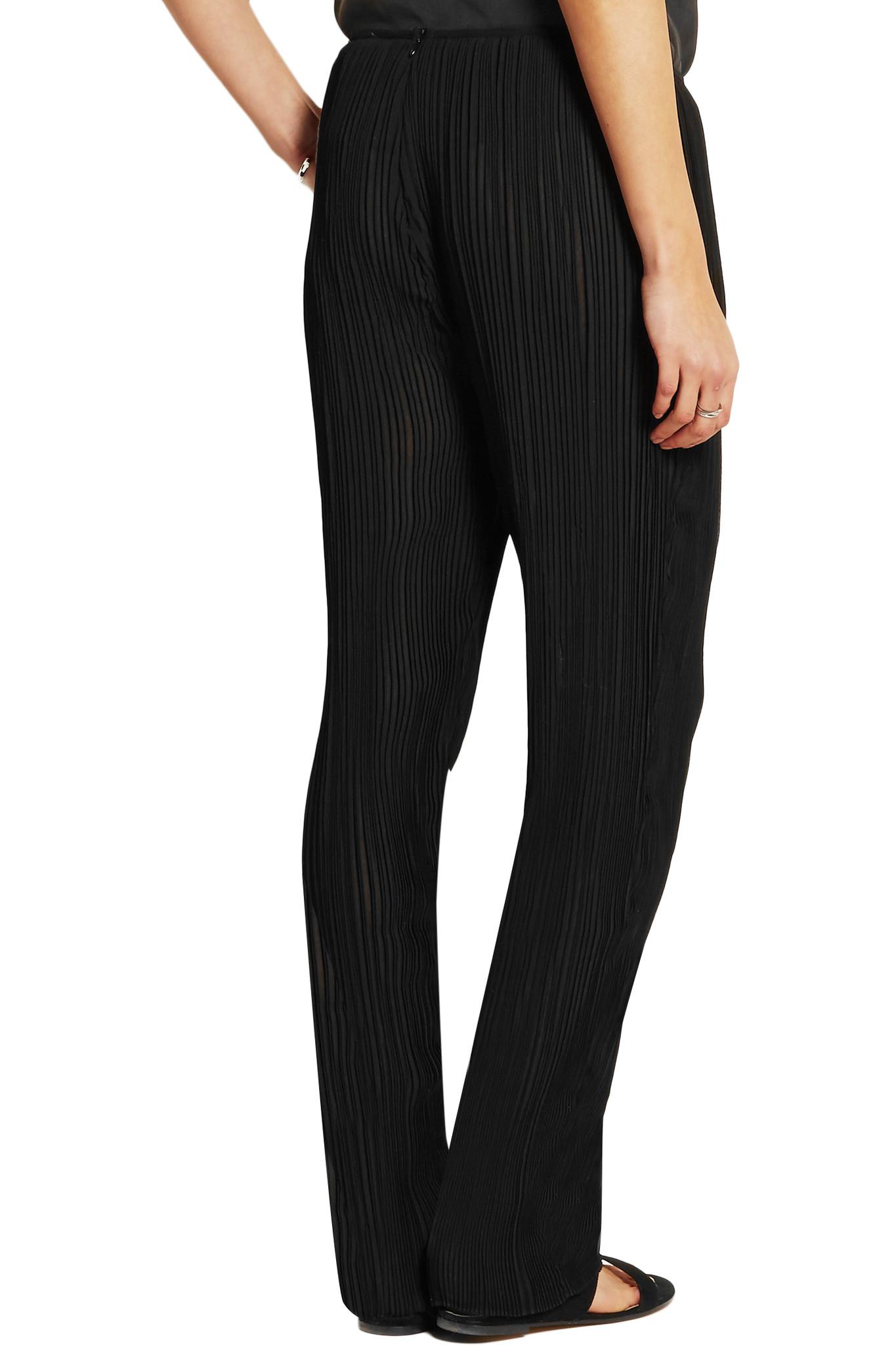 Totême Synthetic Tangier Plissé-crepe Tapered Pants in Black - Lyst