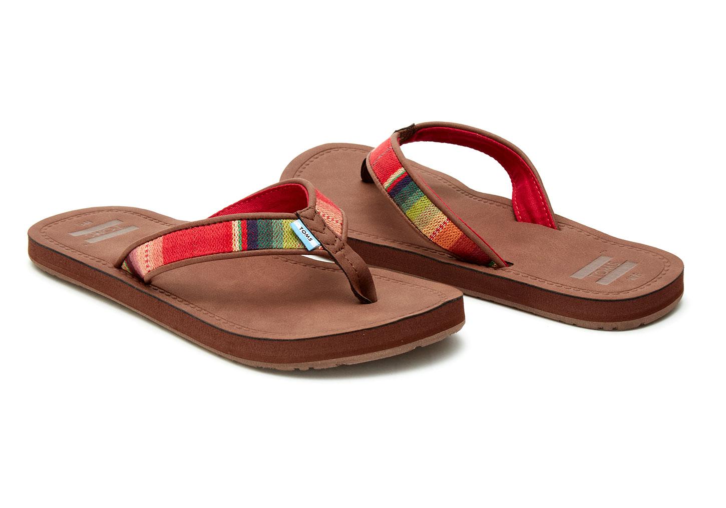 Lyst - TOMS Brown Multi Textile Women's Solana Flip-flops in Red