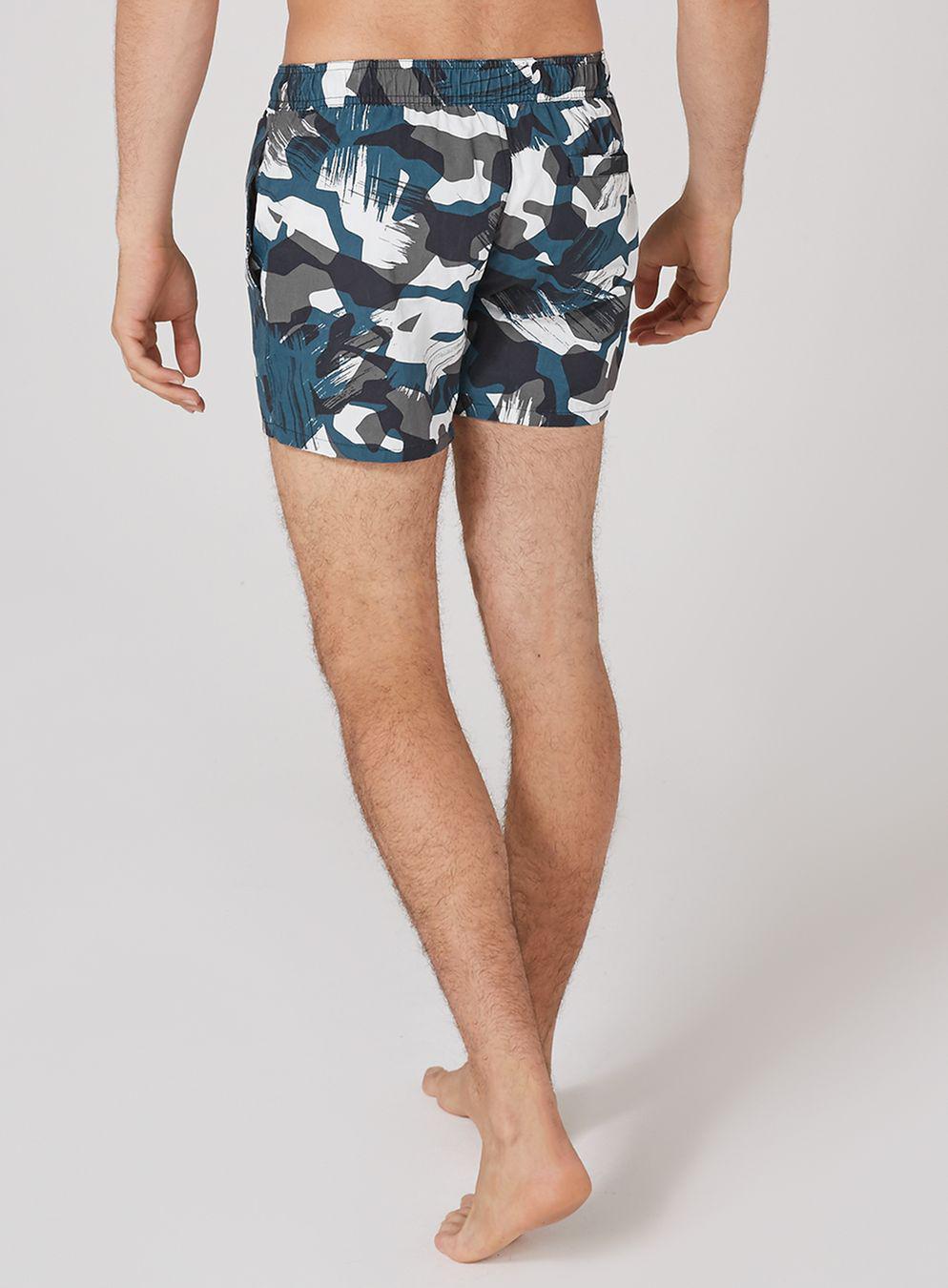 Lyst Topman Camouflage Swim Shorts In Blue For Men