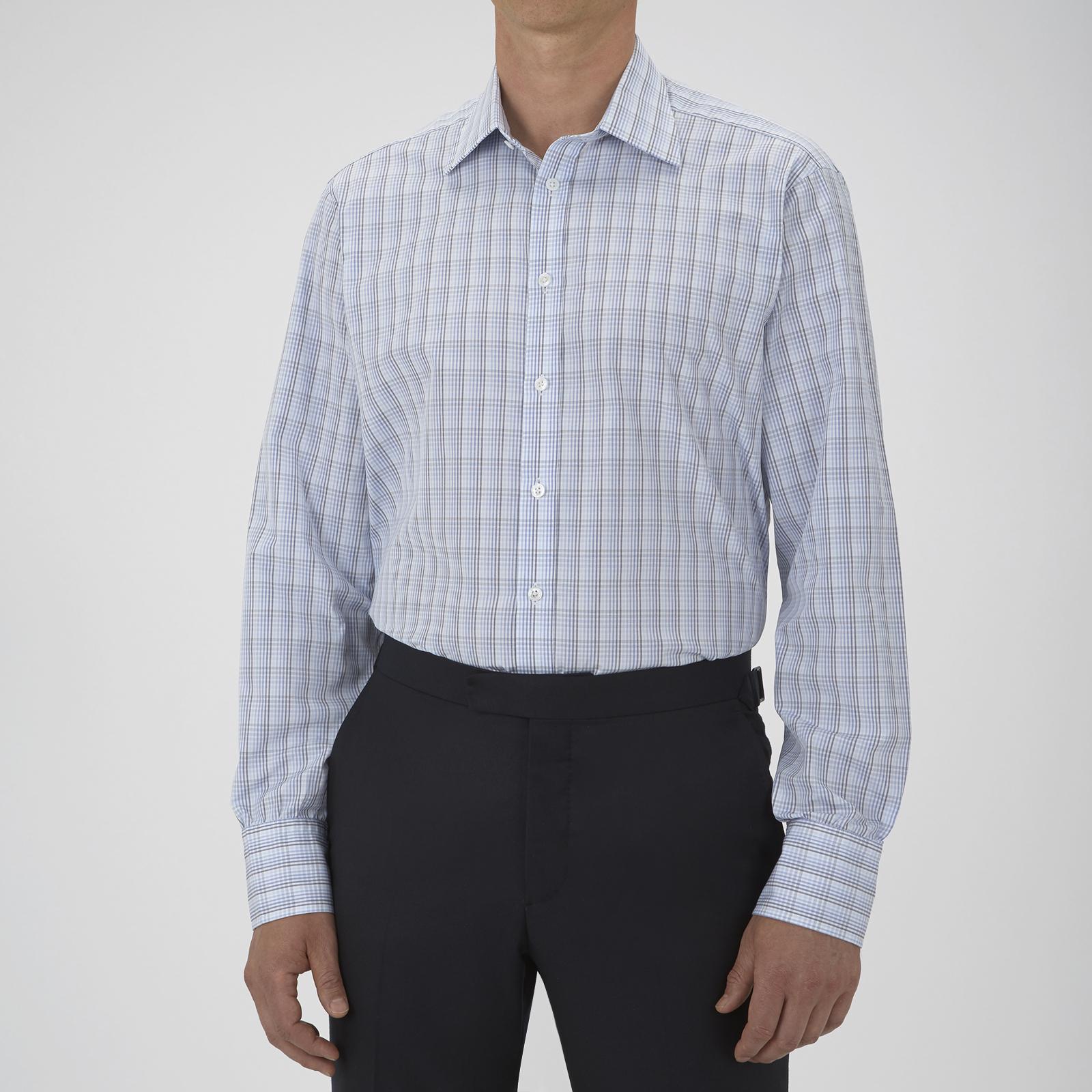 Turnbull & Asser Cotton Blue And Grey Multifade Check Shirt With T&a ...