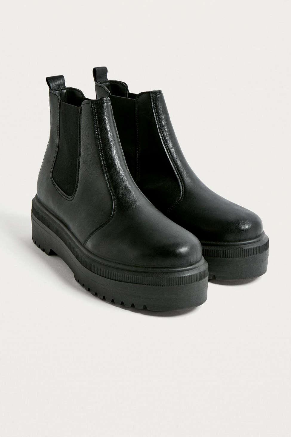 Urban Outfitters Uo Brody Black Faux Leather Platform Chelsea Boots ...