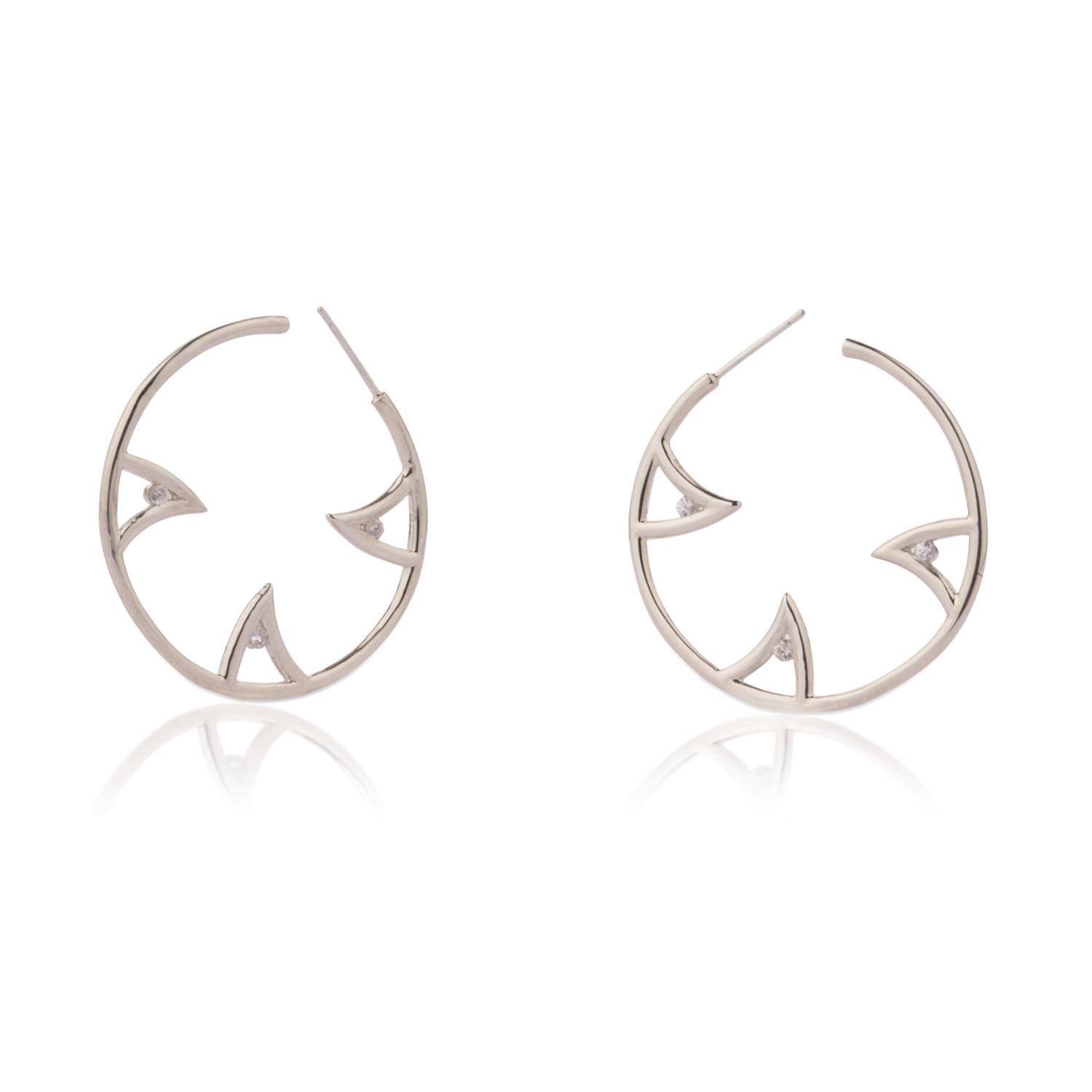 Cristina Cipolli Jewellery Sharch Hoop Earrings Silver & White in ...