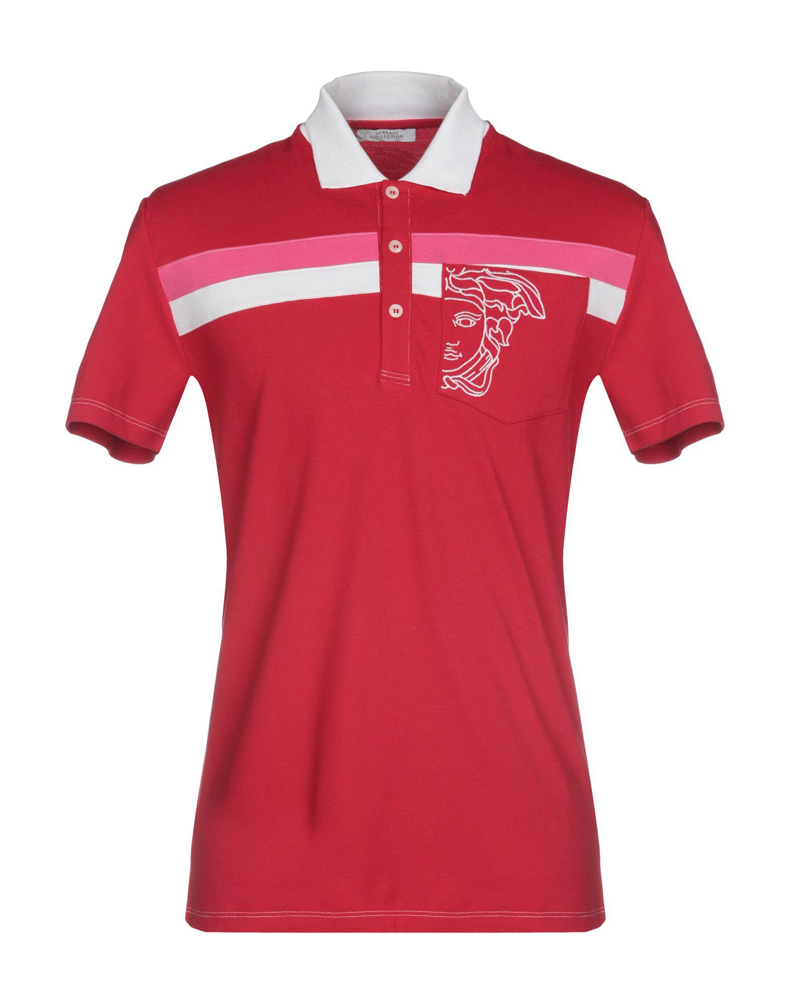 Versace Cotton Polo Shirt in Red for Men - Lyst
