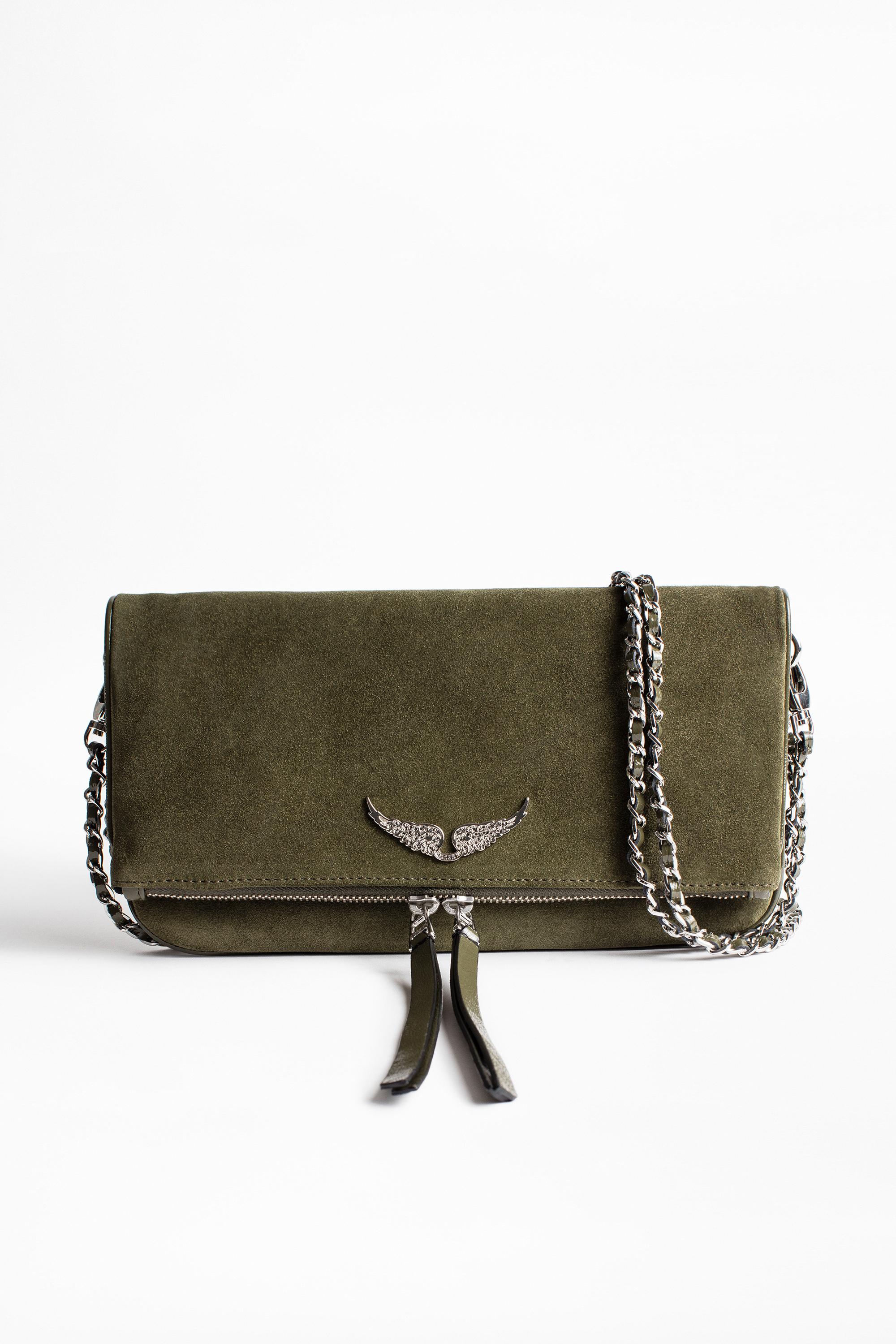 Zadig & Voltaire Rock Suede Patent Clutch in Green - Lyst